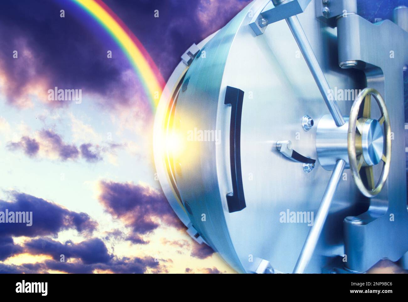 RAINBOW LIGHT OPEN BANK SAFE VAULT DOOR Stock Photo - Alamy