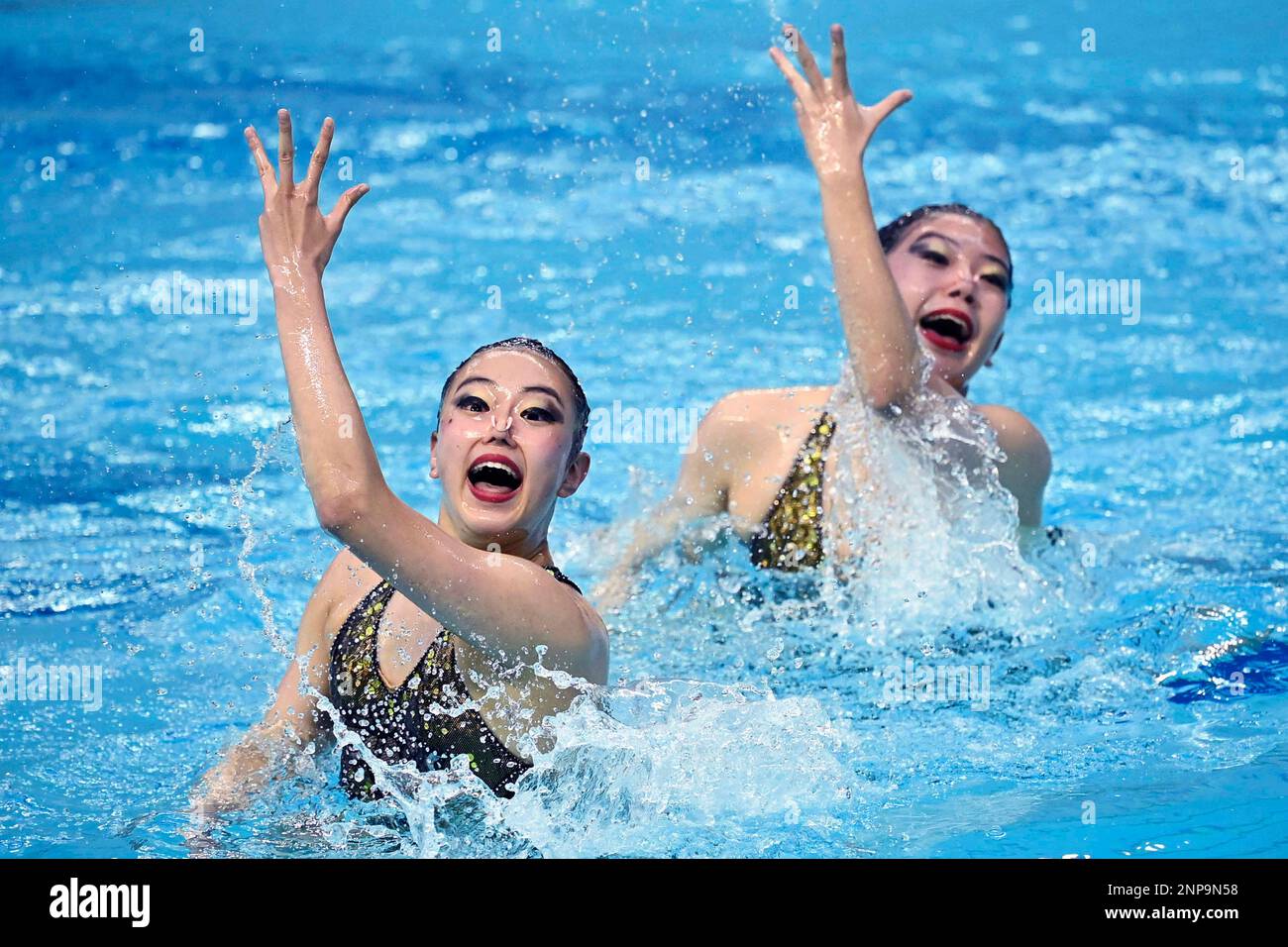 Ami Wada and Uta Kobayashi perform during duet tequnical routine of ...