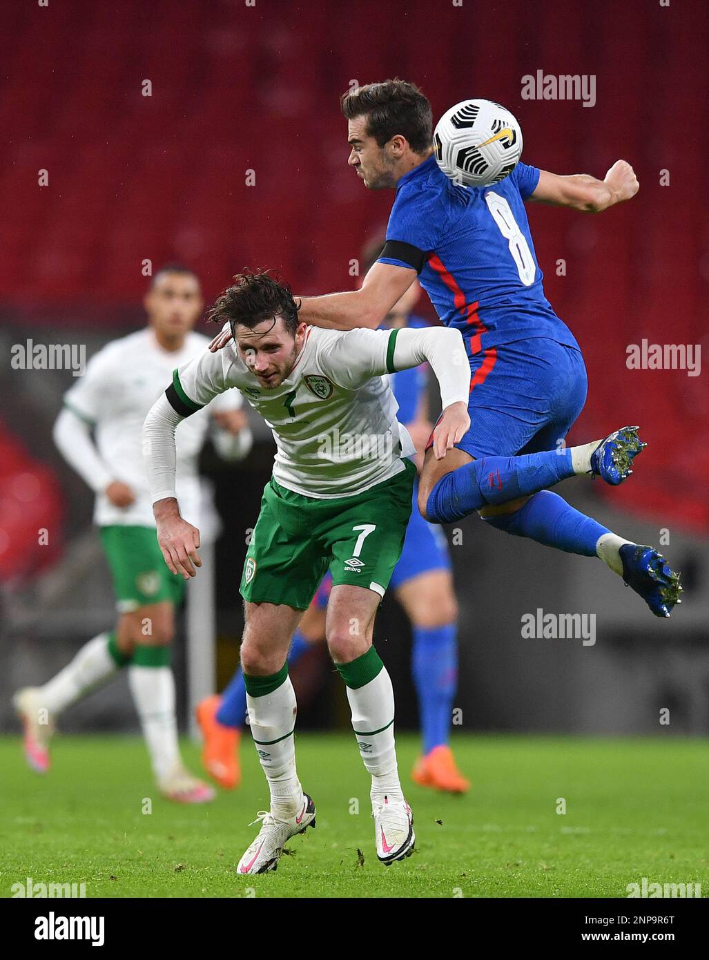 England's Harry Winks gets above Ireland's Alan Browne during the ...
