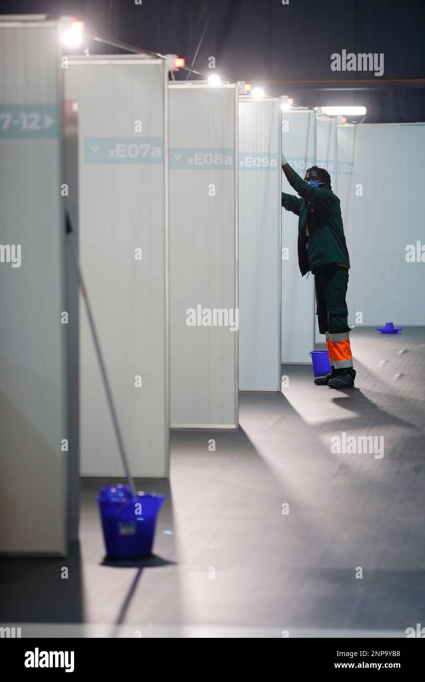 A maintenance technician finalizes the details of the boxes of the ...