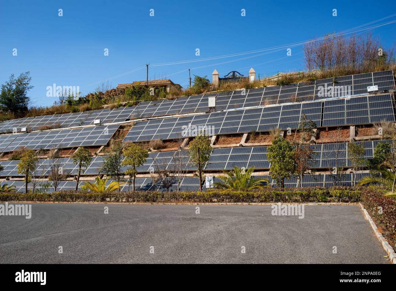 Dusty solar panels surface requires maintenance and cleaning. Solar ...