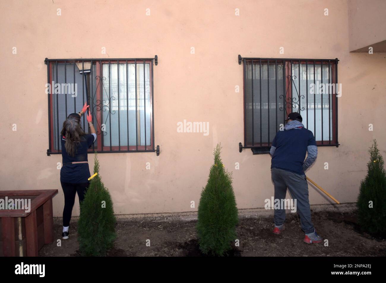 Workers at the MLB All-Star Veterans Courtyard unveiling at the ...