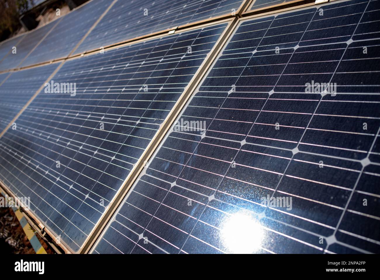 Dusty solar panels surface requires maintenance and cleaning. Solar ...