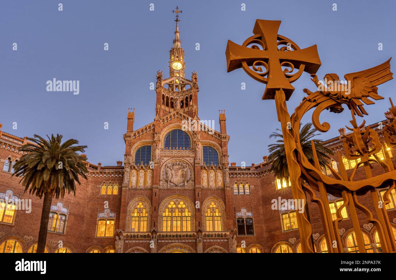 The Sant Pau Modernist Centre in Barcelona at dawn Stock Photo - Alamy