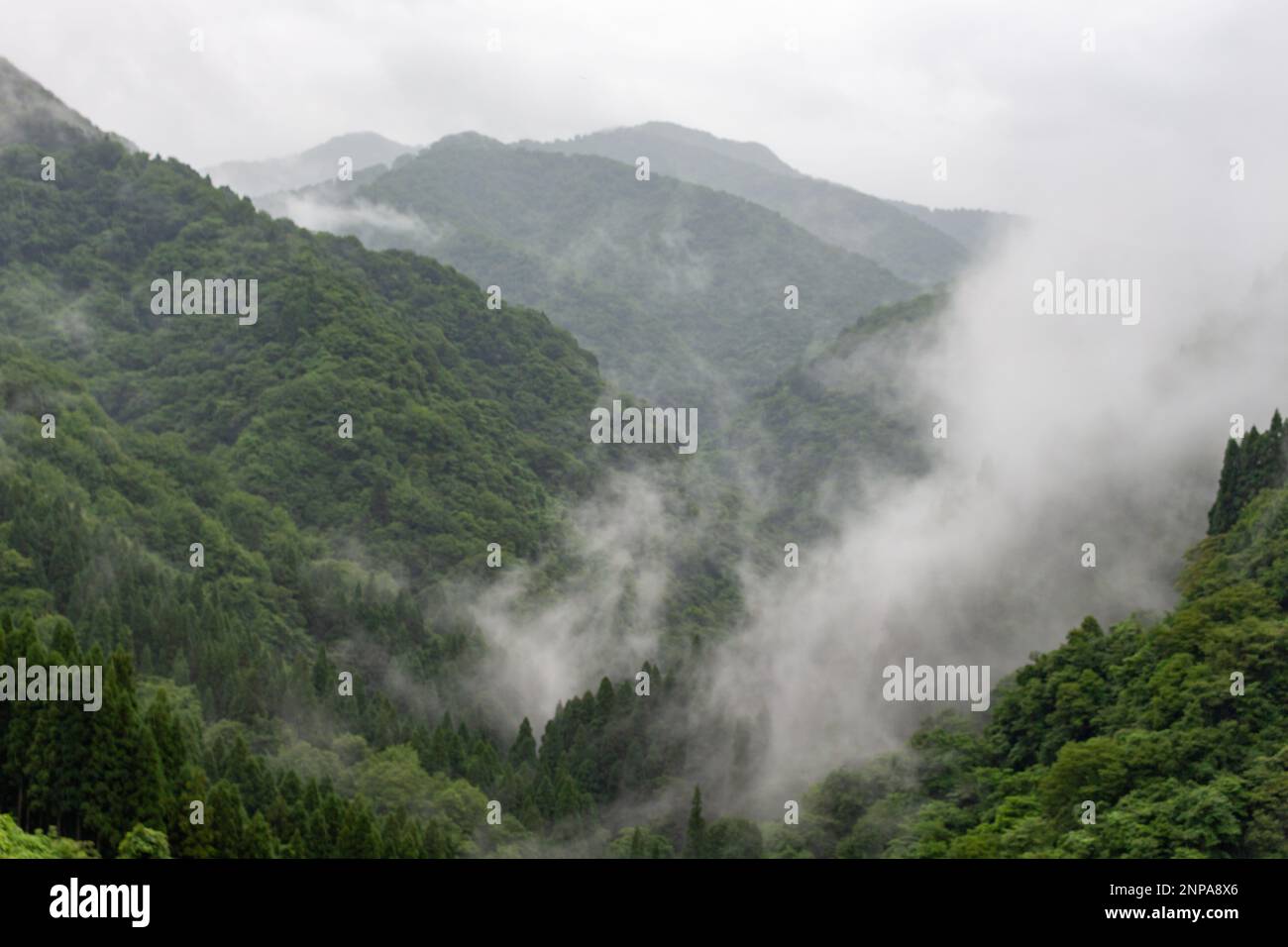 Mountains and valley in mist, Hakusan,Ishikawa, Japan Stock Photo - Alamy