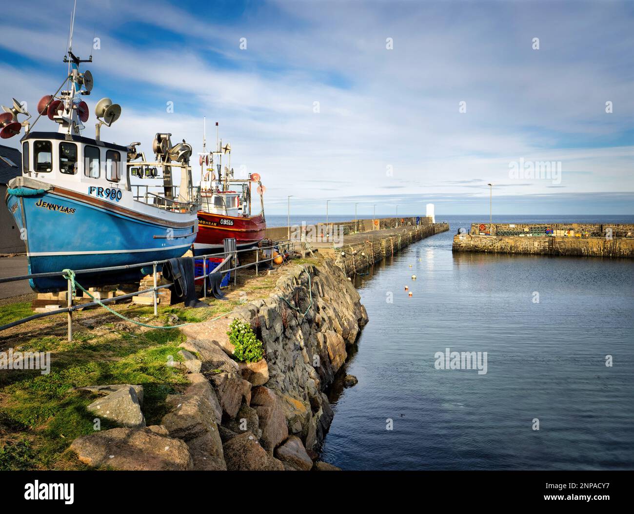 The harbour at Rosehearty, one of the oldest seaports in Scotland Stock ...