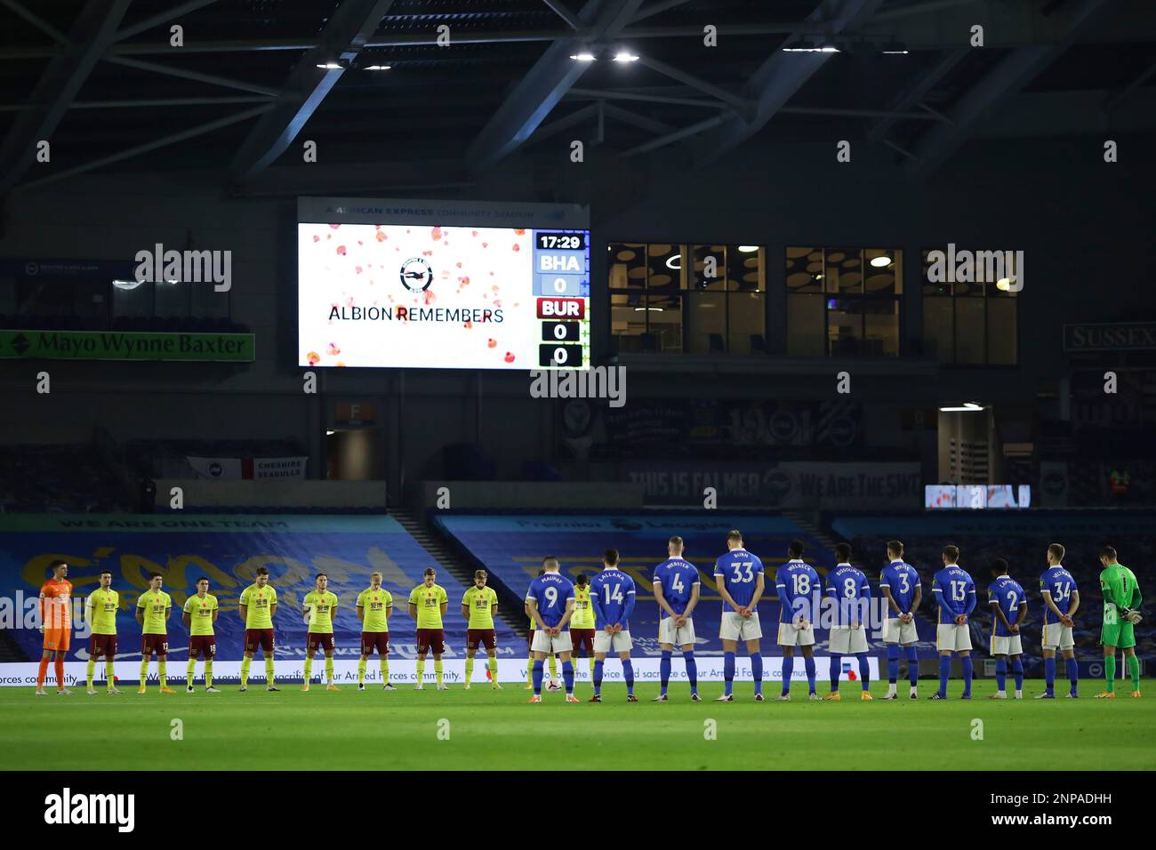 Squads line up ahead of the English Premier League soccer match between ...