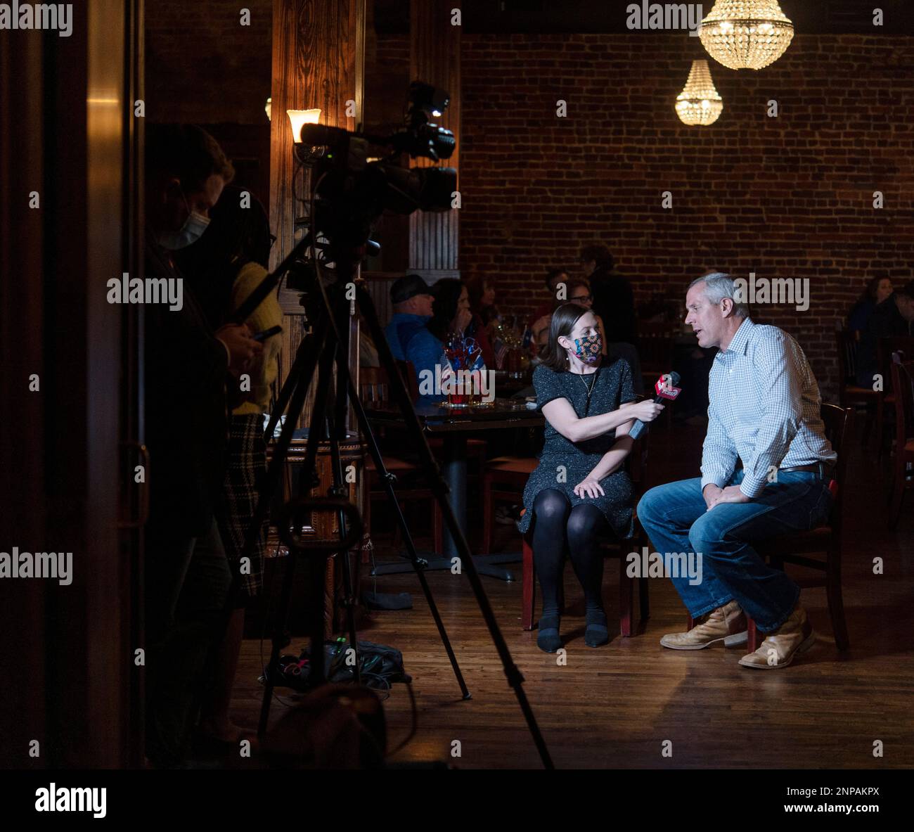 Television reporter Payton Weidman interviews state Rep. Matt Schaefer ...