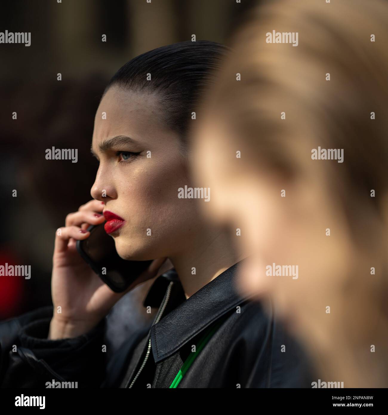 Model after Dolce & Gabbana Milan Fashion Week AW23/24 MFW Stock Photo ...