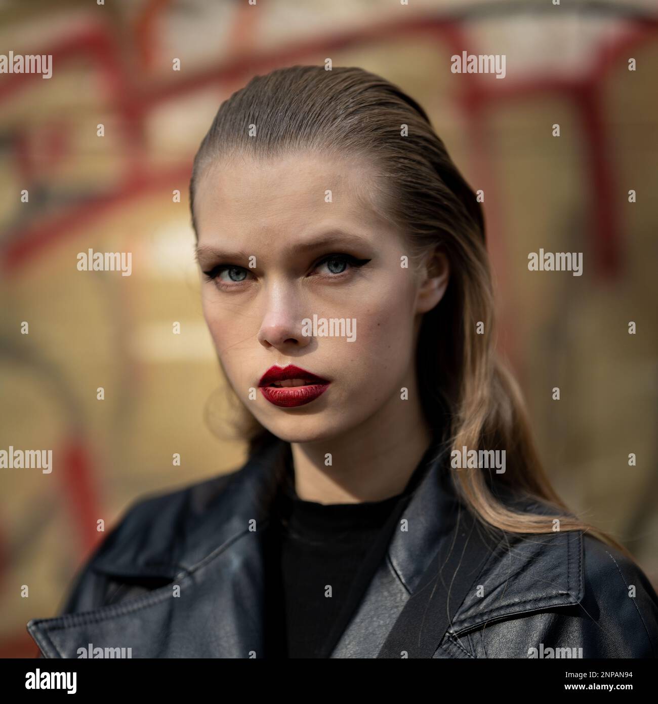 Model after Dolce & Gabbana Milan Fashion Week AW23/24 MFW Stock Photo ...