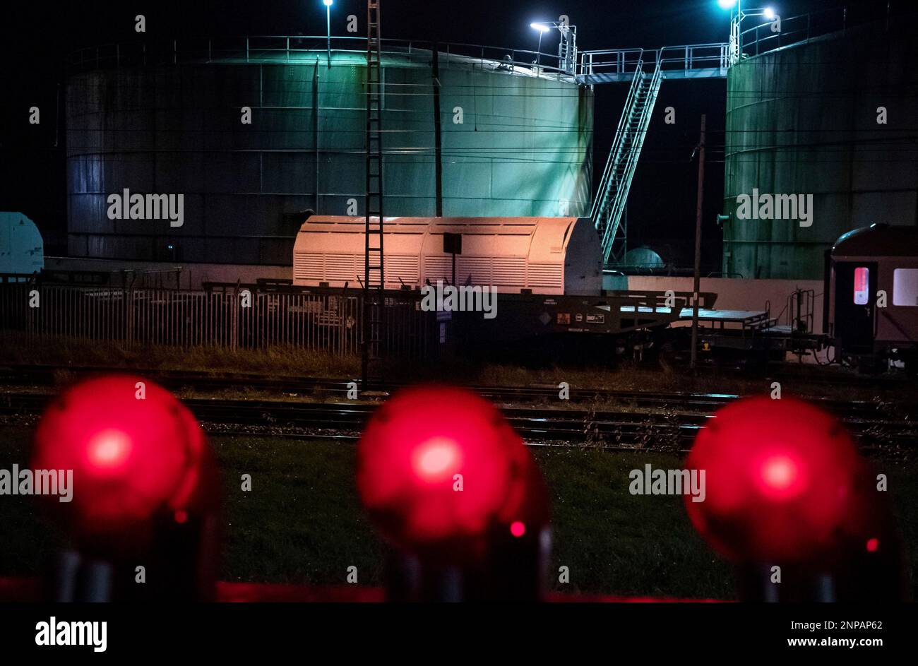The Castor train leaves Nordenham station carrying nuclear waste after ...