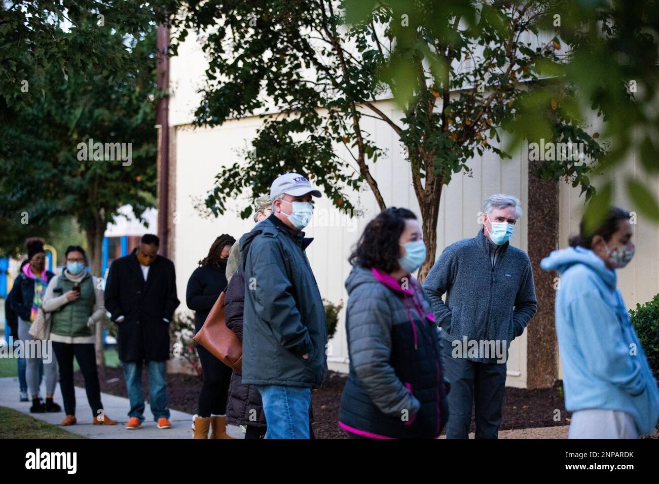 People line up to vote at Martin Luther King Jr. Park in Columbia, S.C ...