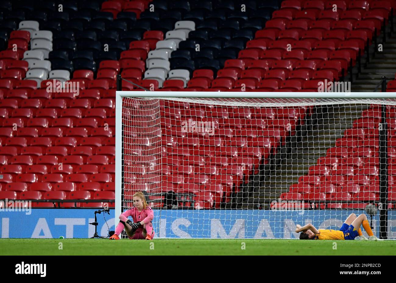Everton's goalkeeper Alexandra MacIver reacts after failing to make a ...