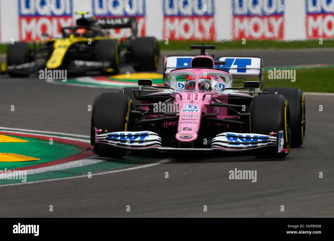 Racing Point driver Sergio Perez of Mexico steers his car during the ...