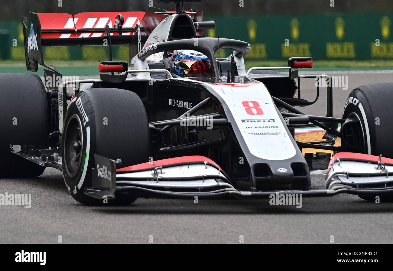 Haas driver Romain Grosjean of France steers his car during the Emilia ...