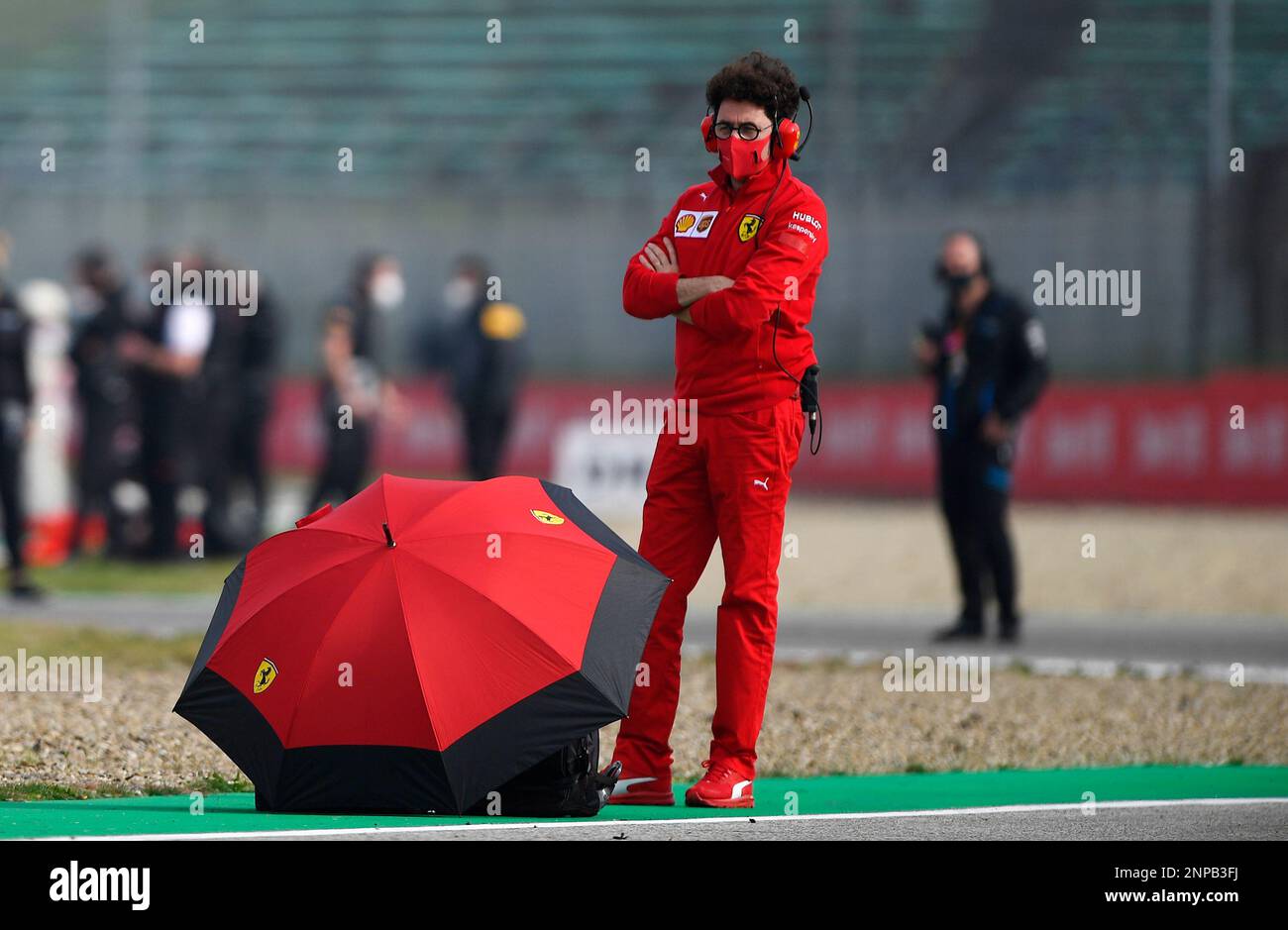 Ferrari team principal Mattia Binotto stands prior to the start of the ...