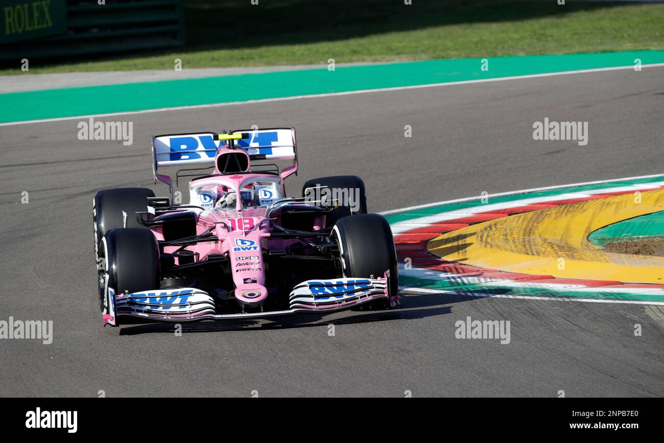 Racing Point driver Lance Stroll of Canada steers his car during a ...