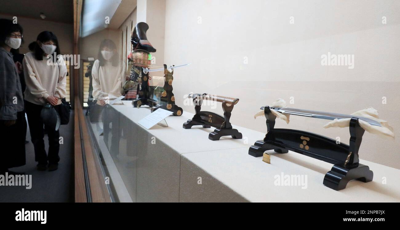 A National TreasureKikuzukuri Koshi-gatana is displayed during an ...