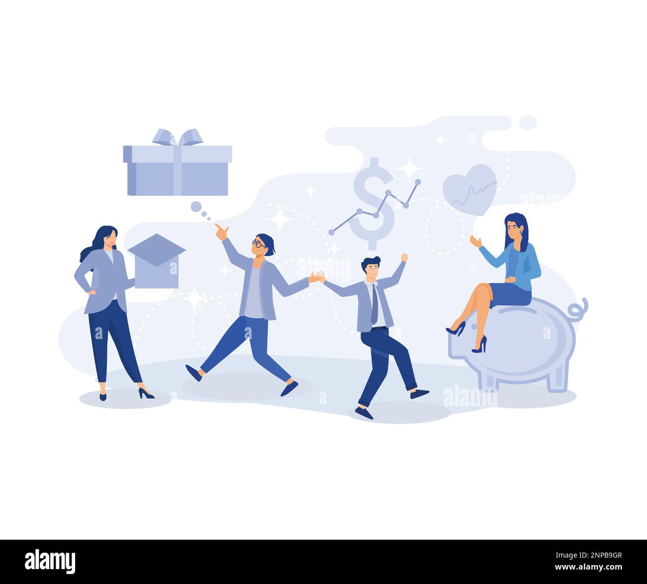 Employee benefits and compensation for staff advantage, reward to motivate employee concept ...