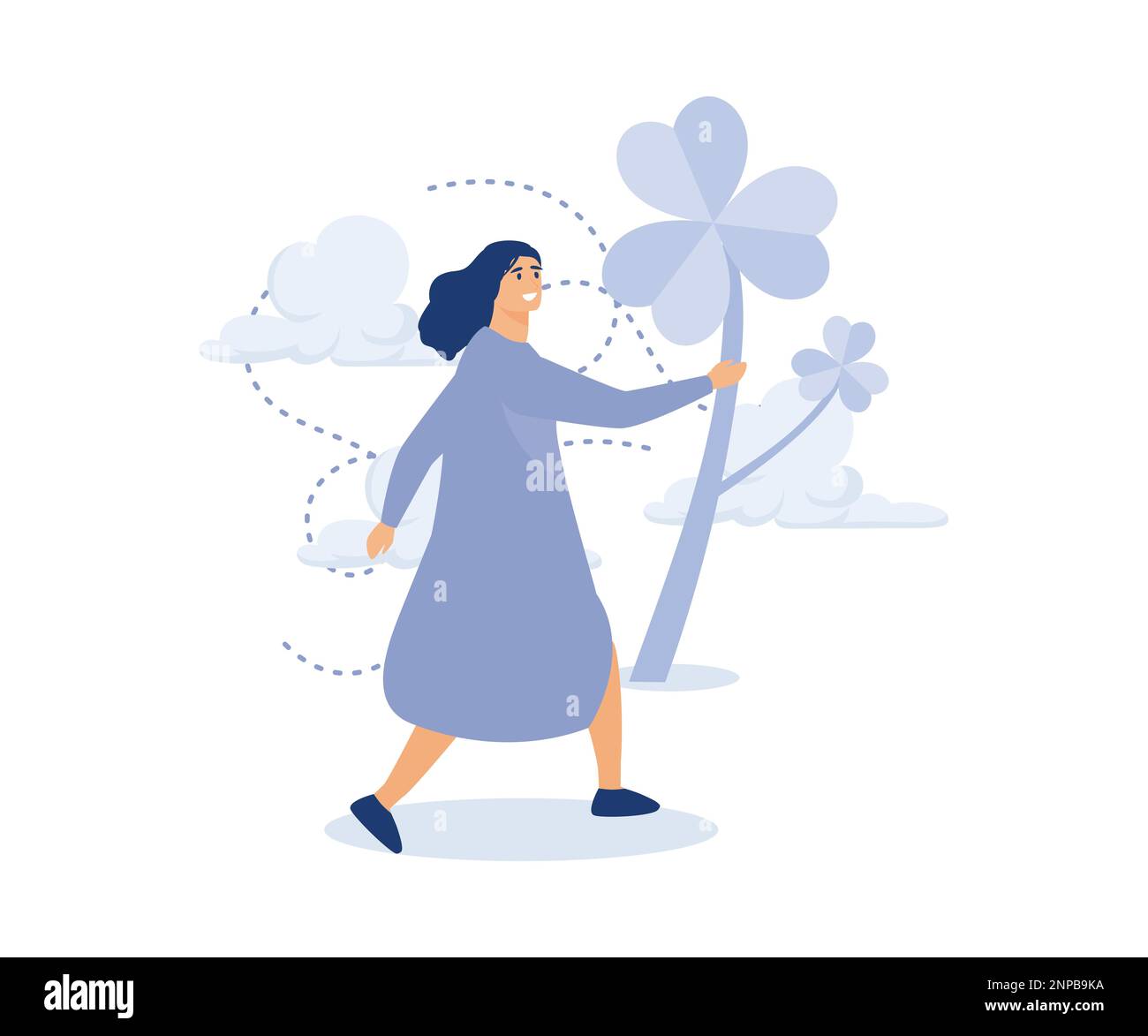 Luck for success, good luck or happiness concept, holding lucky clover ...