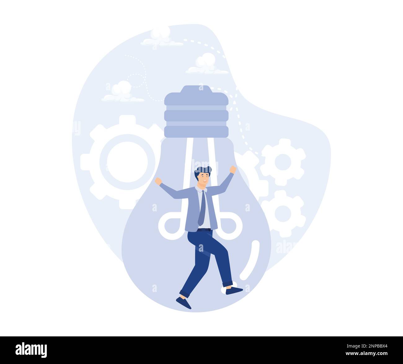 Creativity , invention or motivation to help success concept, man ...