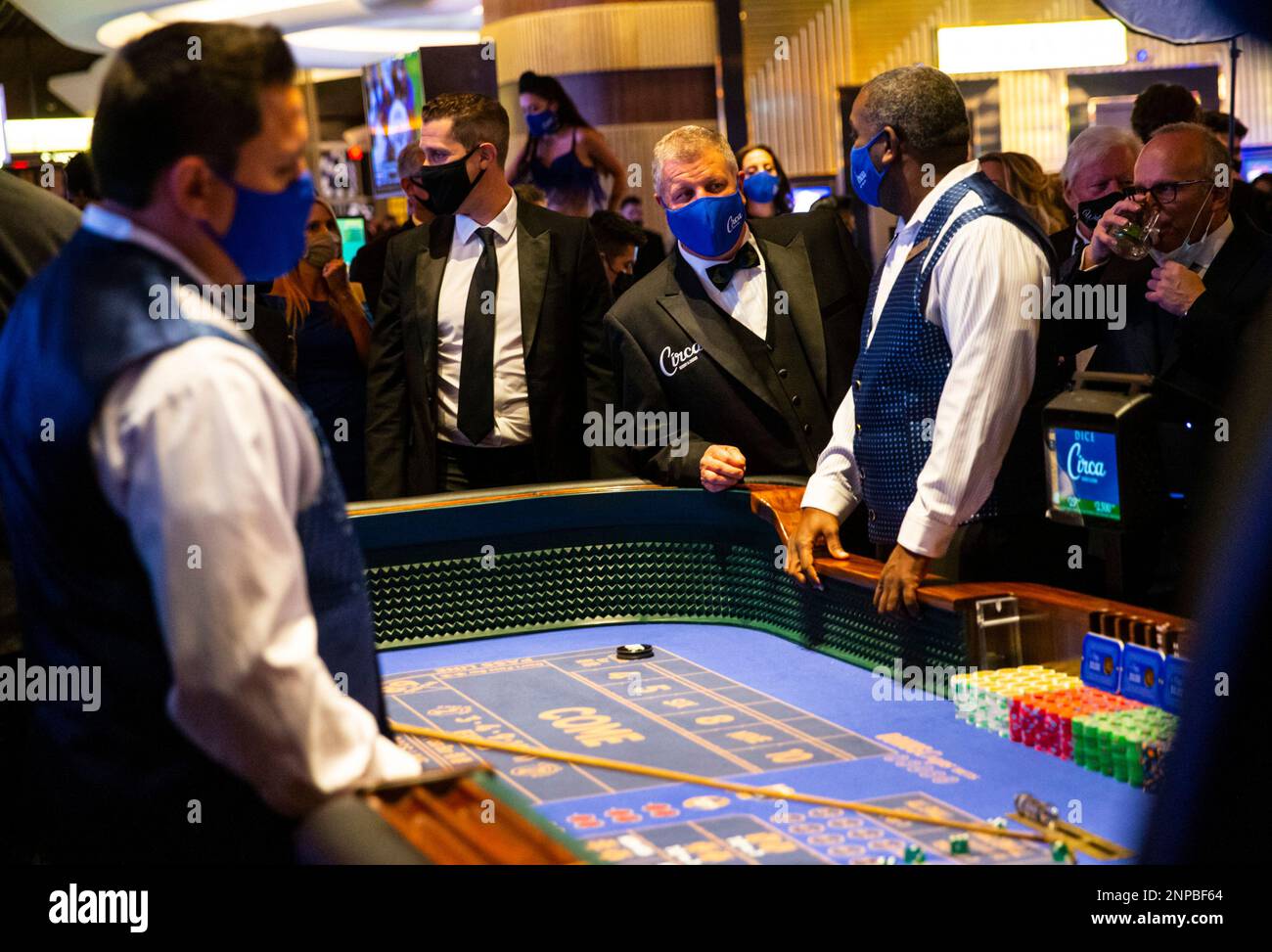 Circa owner Derek Stevens checks on a craps table shortly before the ...