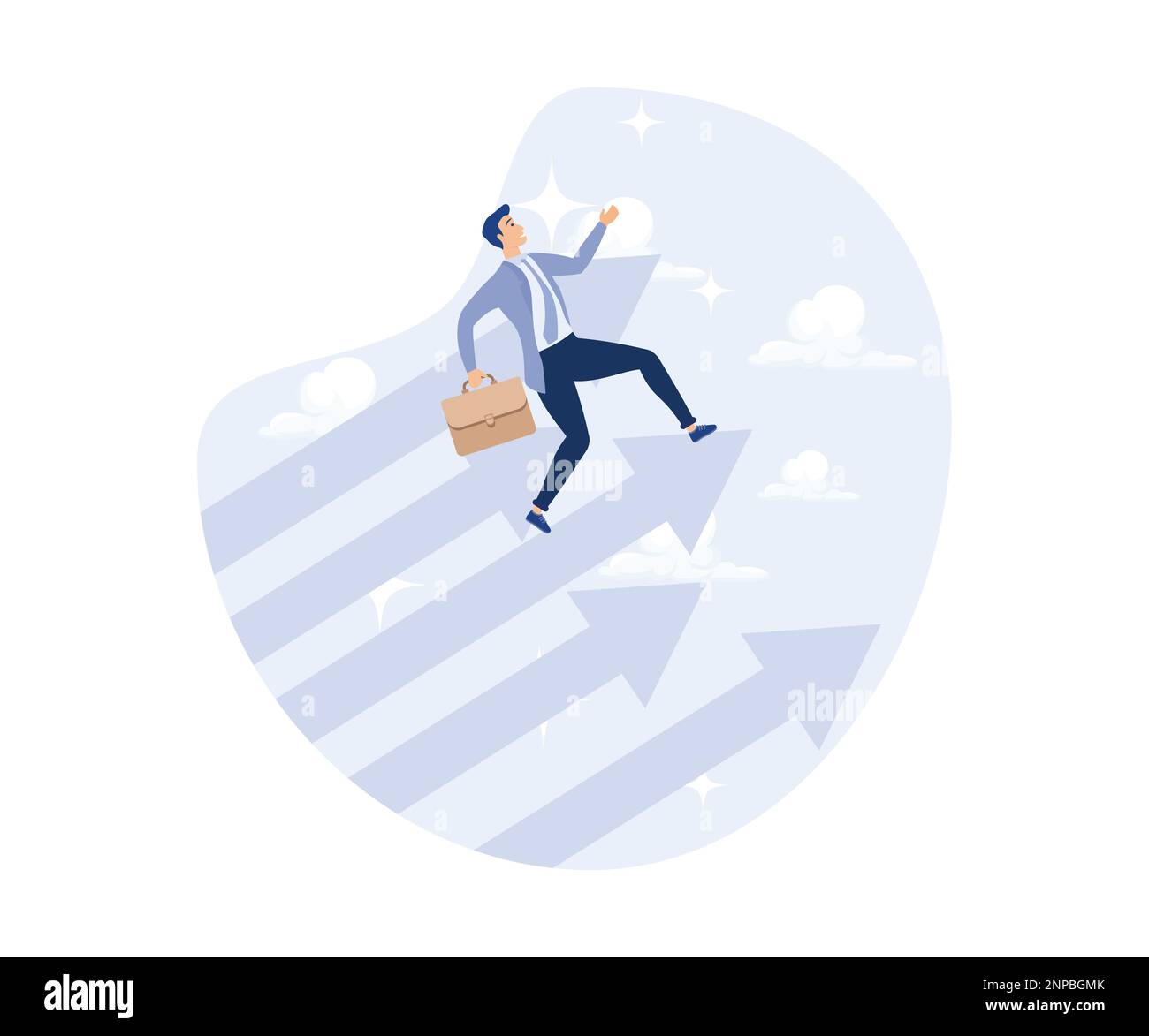 Company success moving forward,improvement concept,businessman standing ...