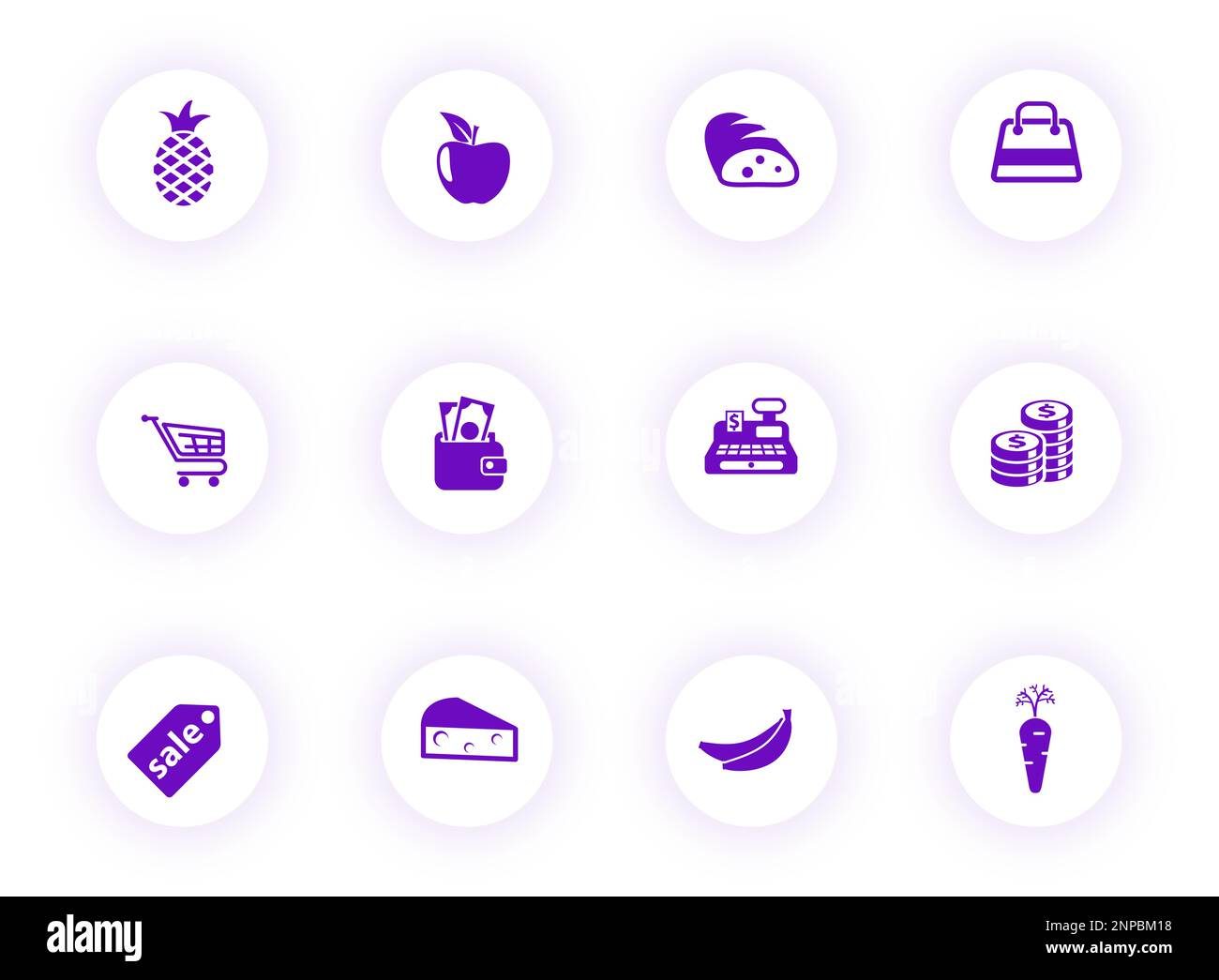 grocery store purple color vector icons Stock Vector Image & Art - Alamy