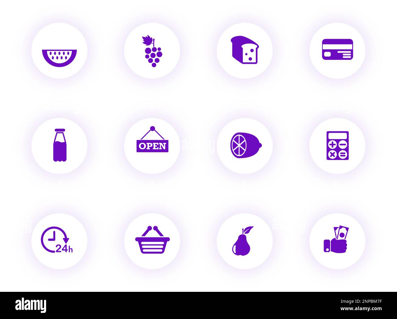 grocery store purple color vector icons Stock Vector Image & Art - Alamy