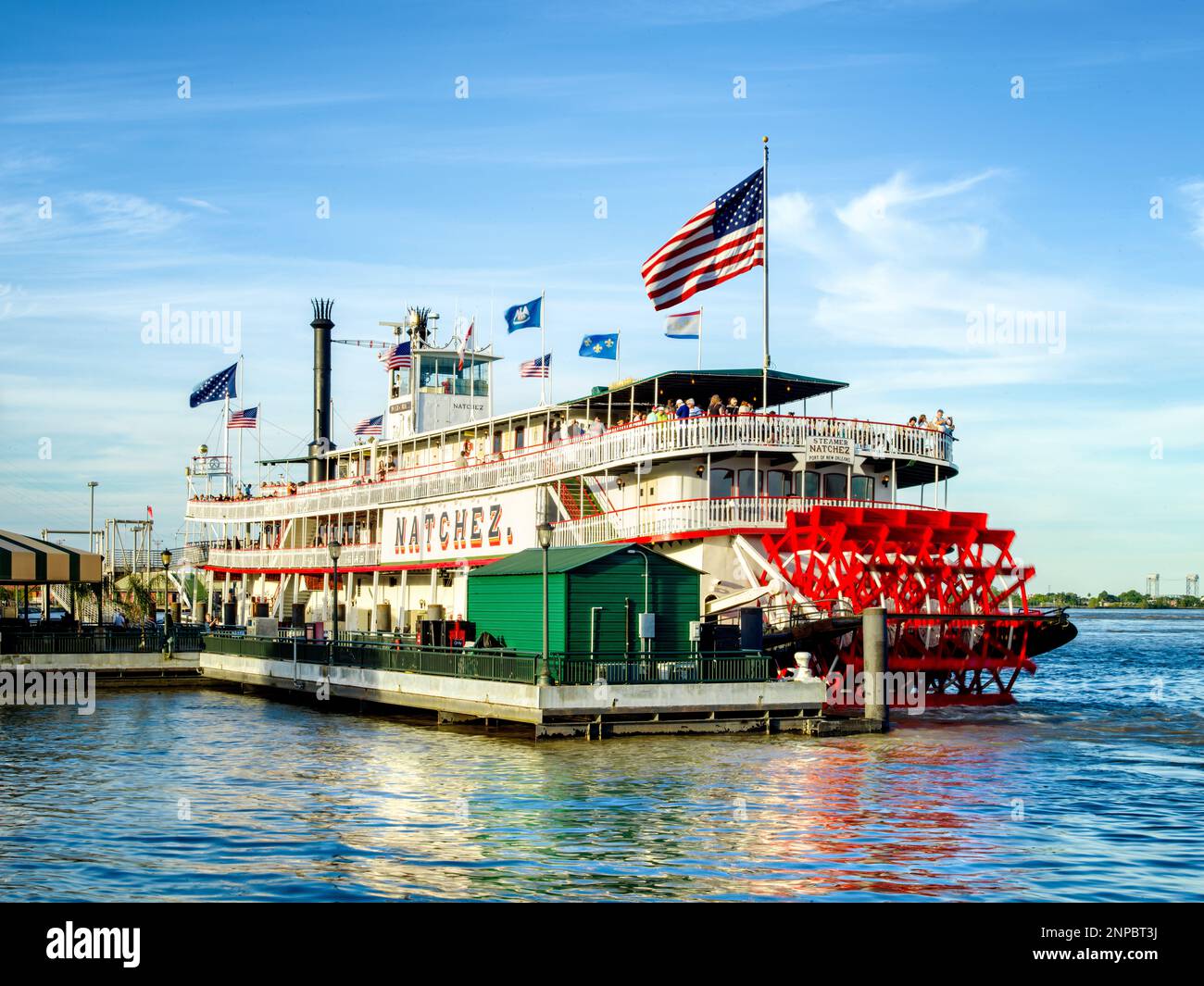 Natchez Steamboat at the Mississippi River and Boardwalk, New Orleans ...