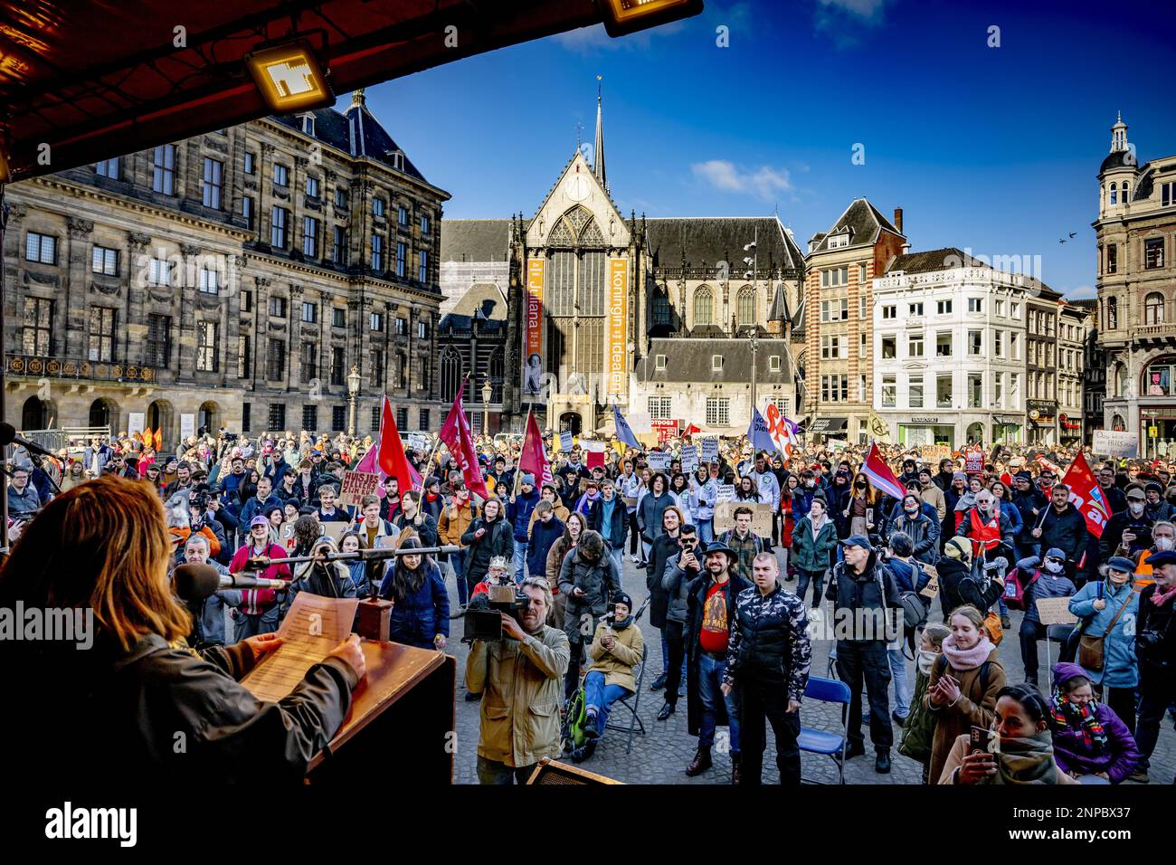 Amsterdam, Netherlands. 26th Feb 2023. AMSTERDAM - Demonstrators during ...