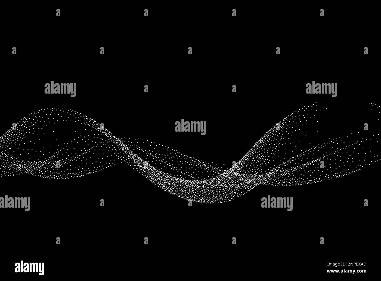 Digital Dynamic Particle Wave Abstract Wave Flow On Black Background Big Data Visualization