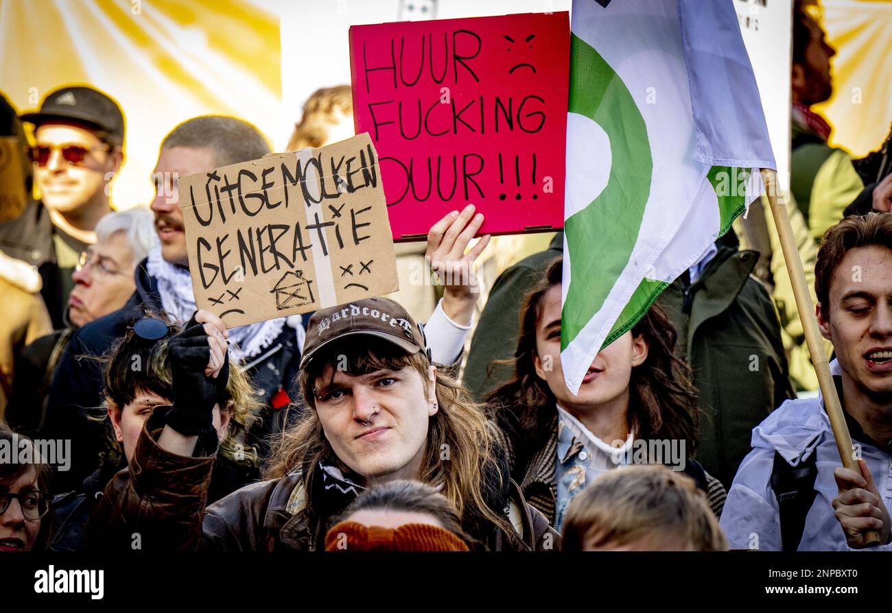Amsterdam, Netherlands. 26th Feb 2023. AMSTERDAM - Demonstrators during ...