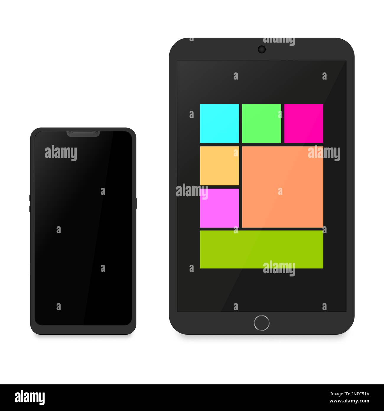 Smartphone and tablet computer, modern digital devices isolated on ...