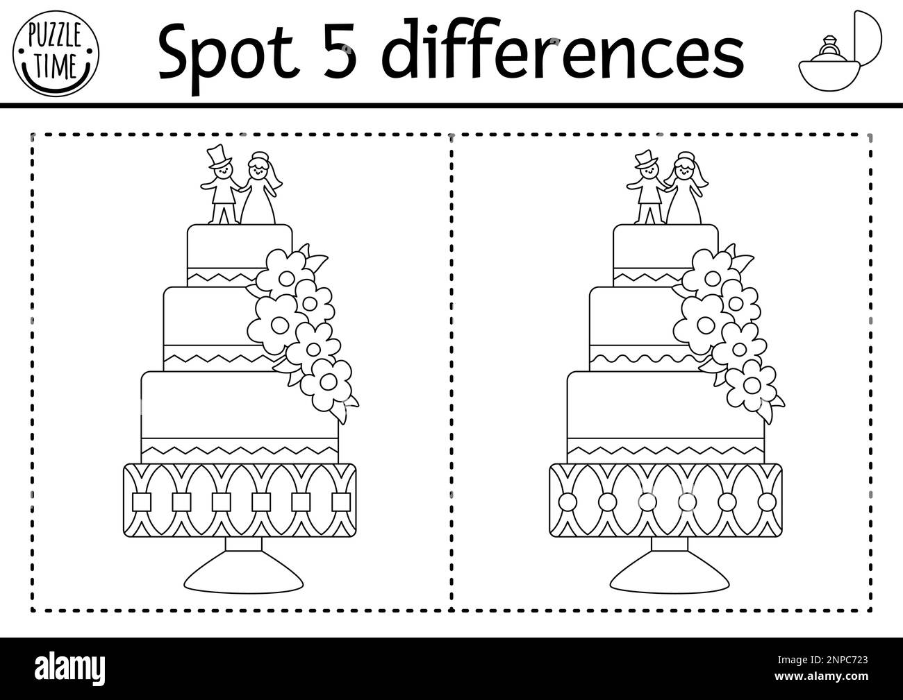 Find differences game for children. Black and white educational ...