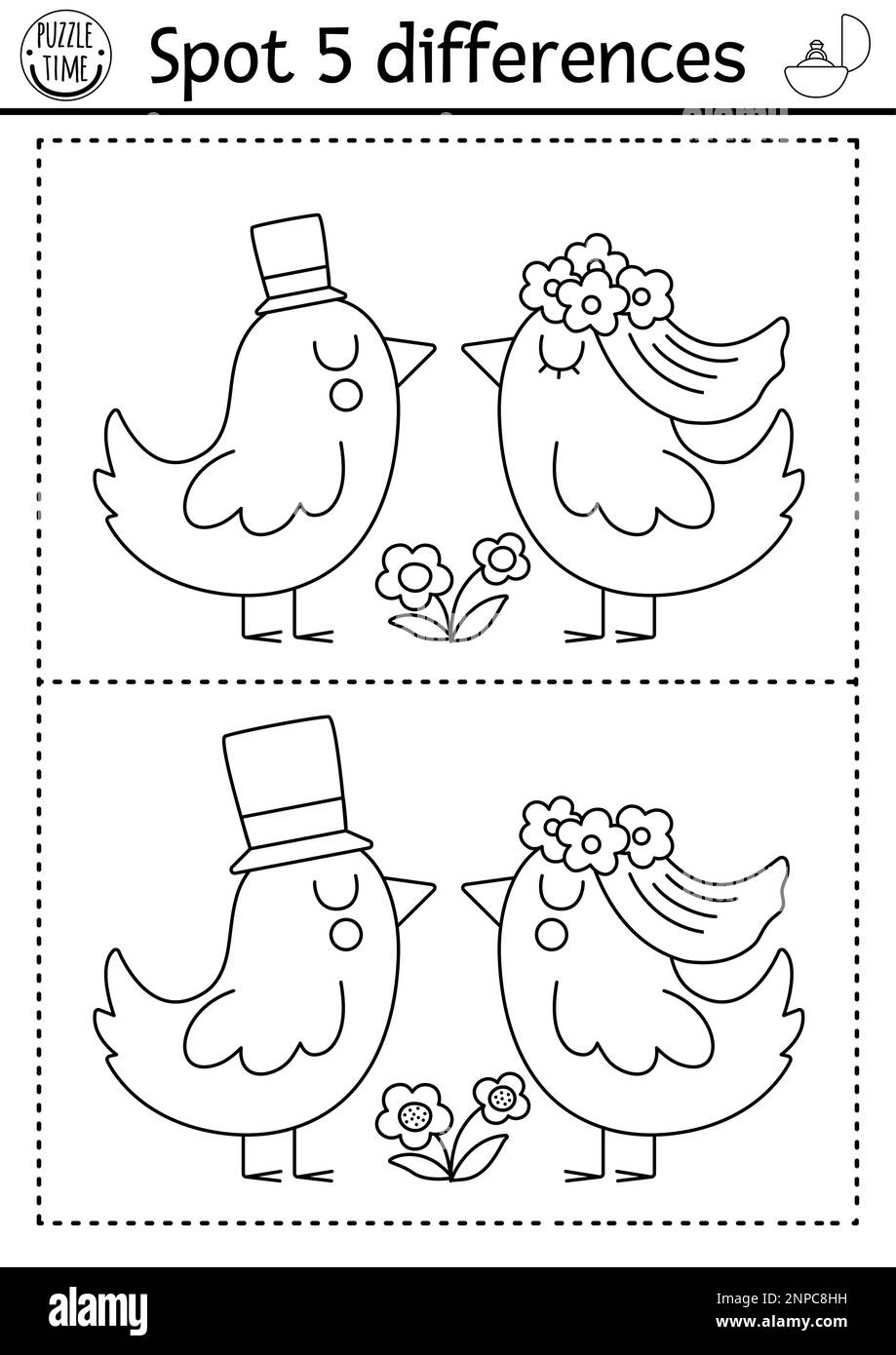 Find differences game for children. Wedding black and white educational ...