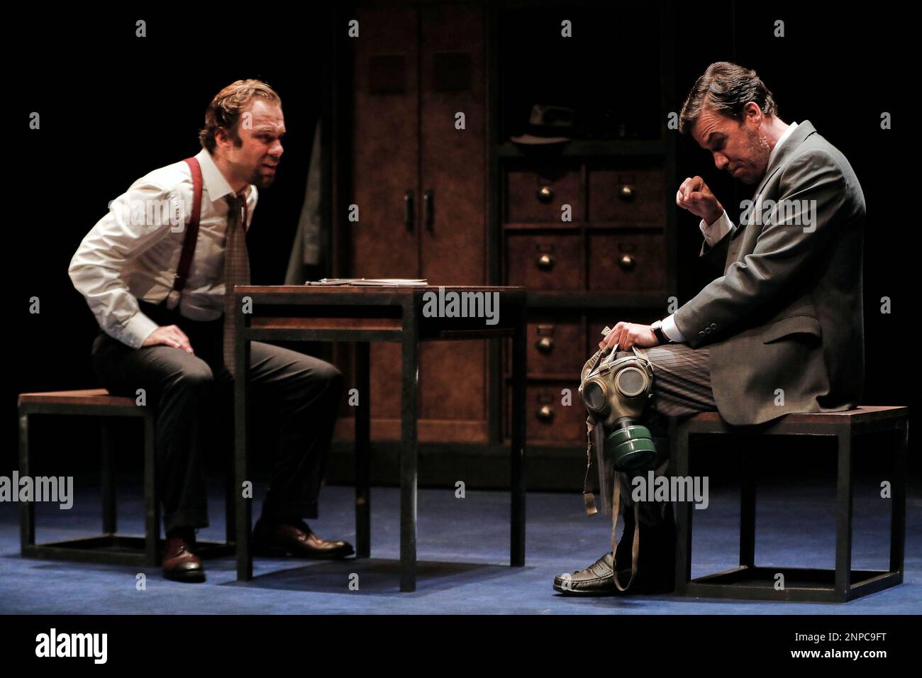 (L-R) Actors Carlos Serrano and Daniel Grado during a rehearsal of the ...