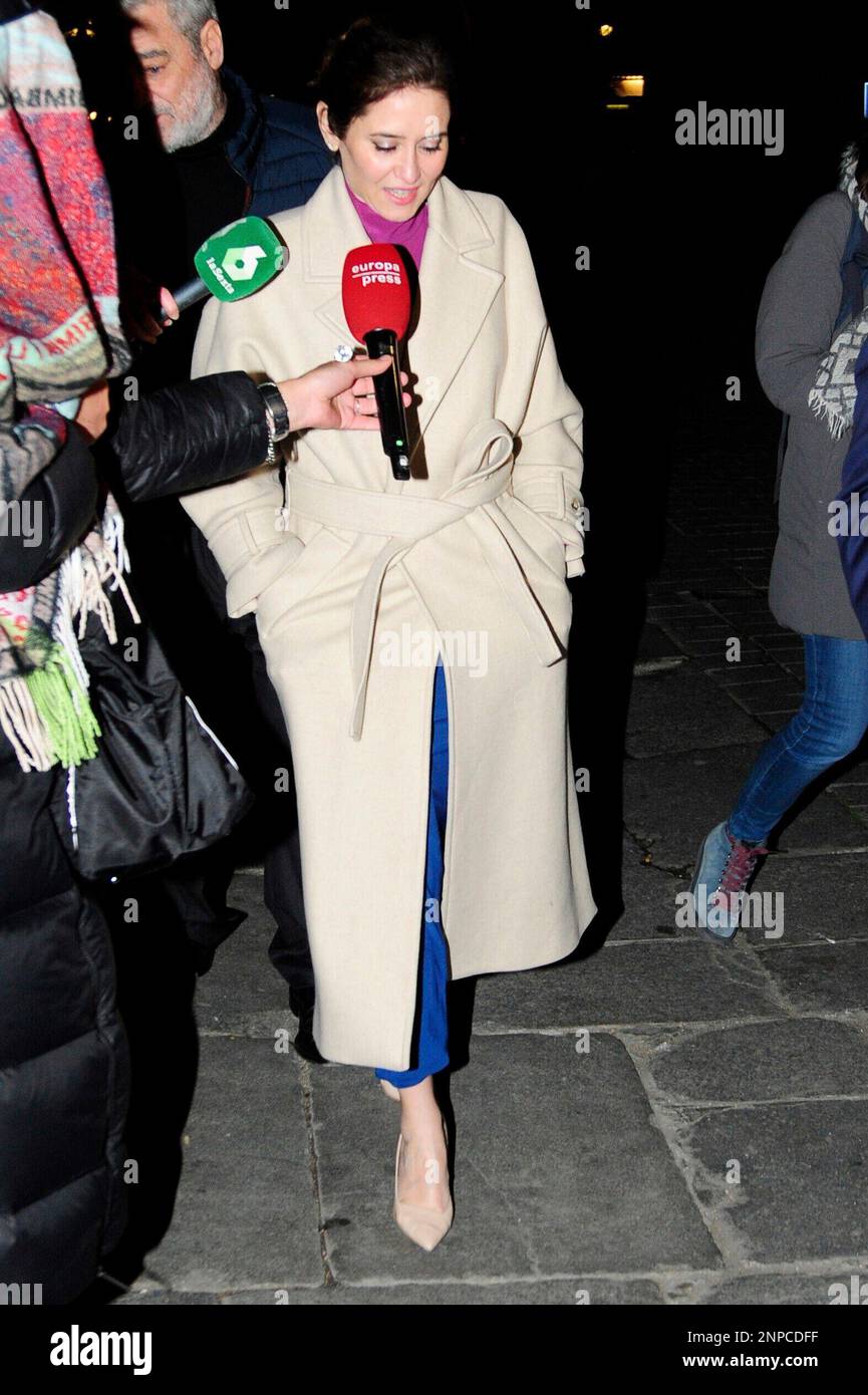 Isabel Diaz Ayuso leaves the Teatro Real after celebrating Jose Maria ...