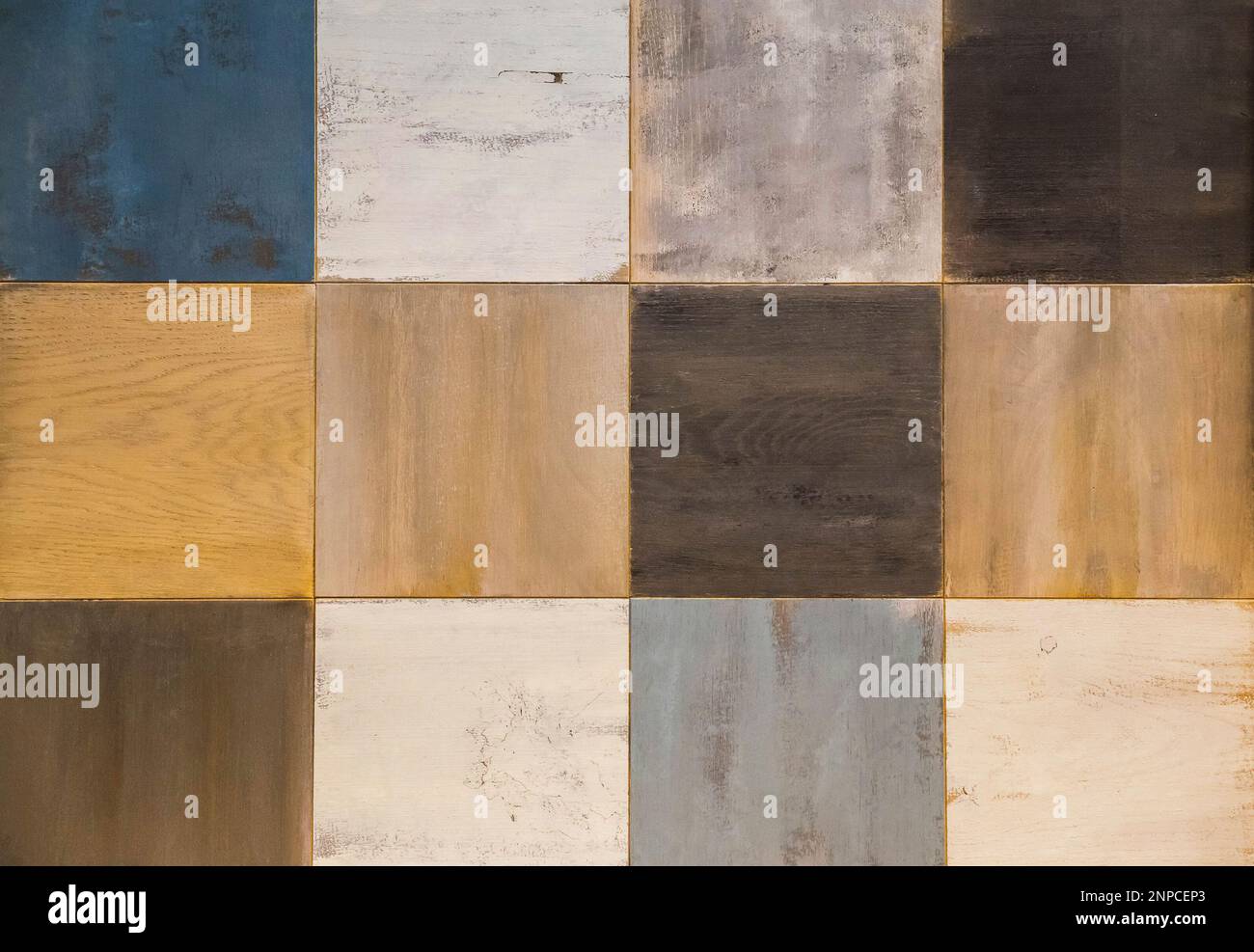 Wooden wall painted in different colors. Interior element Stock Photo ...