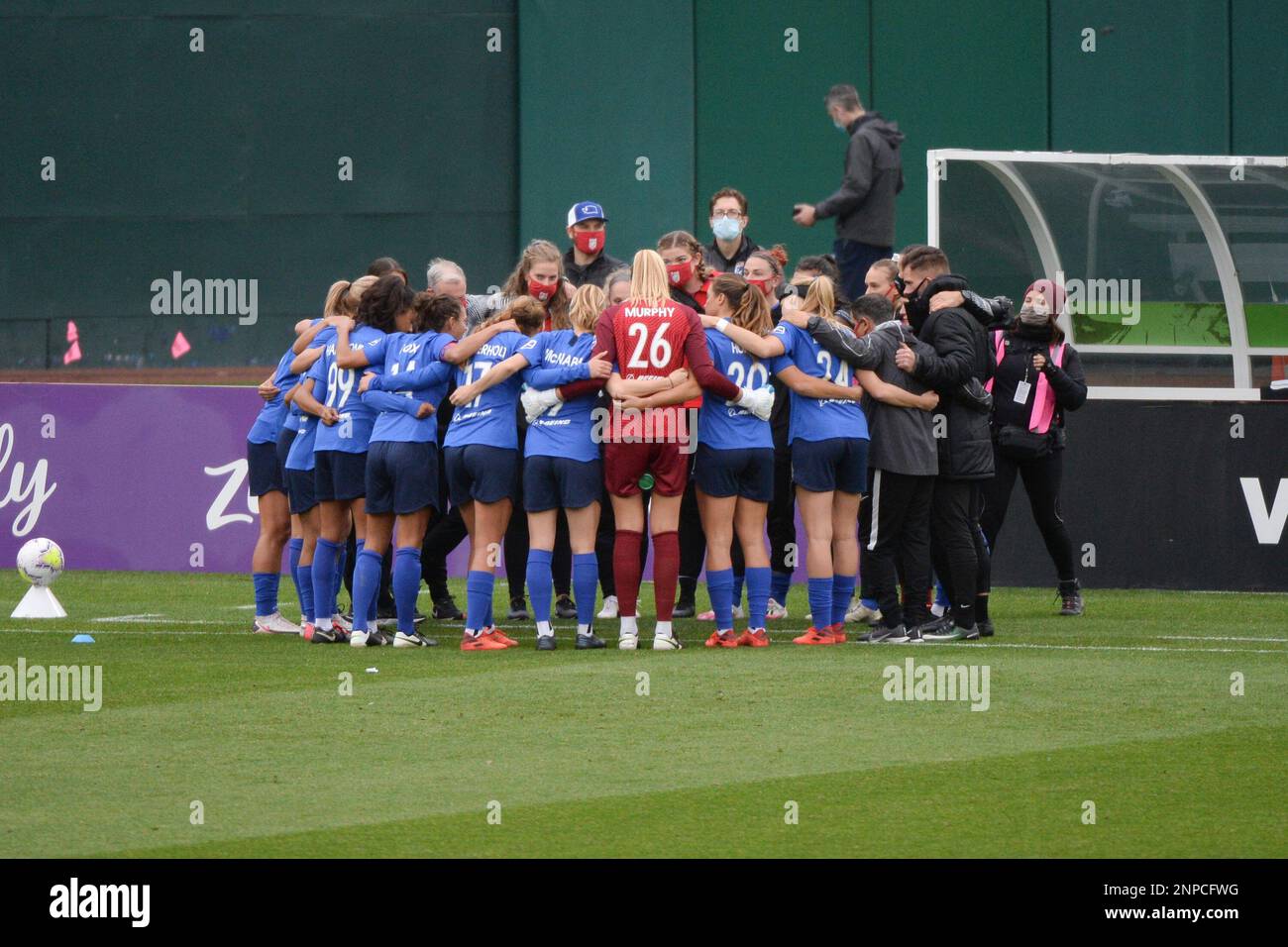 TACOMA, WA - OCTOBER 17: The OL Reign team gets together before a NWSL ...