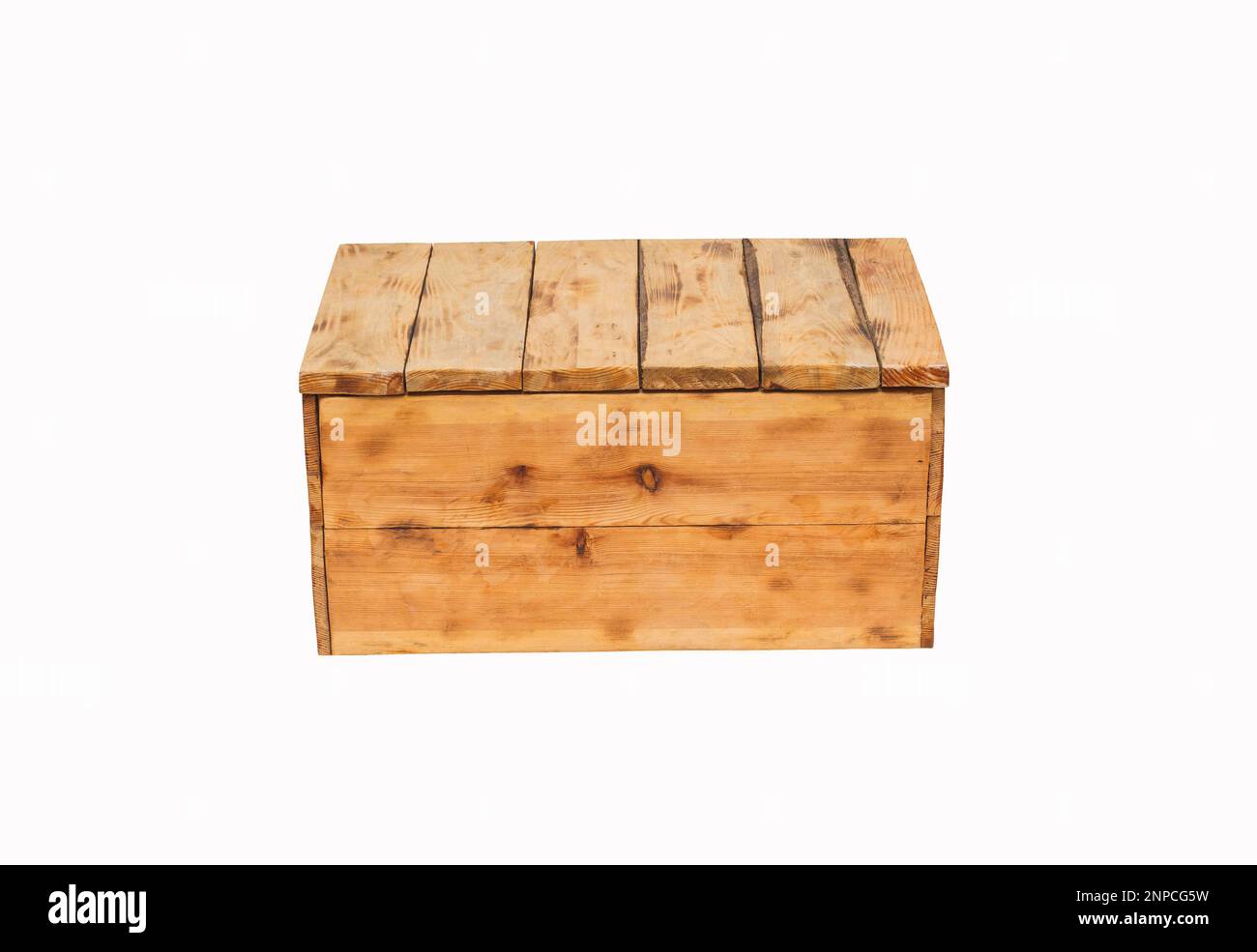 Wooden homemade chest on a white background. Interior element Stock ...