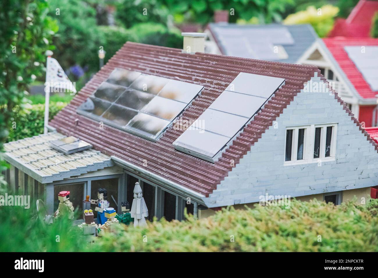 Solar panels on the roof of a toy house in Legoland Stock Photo - Alamy
