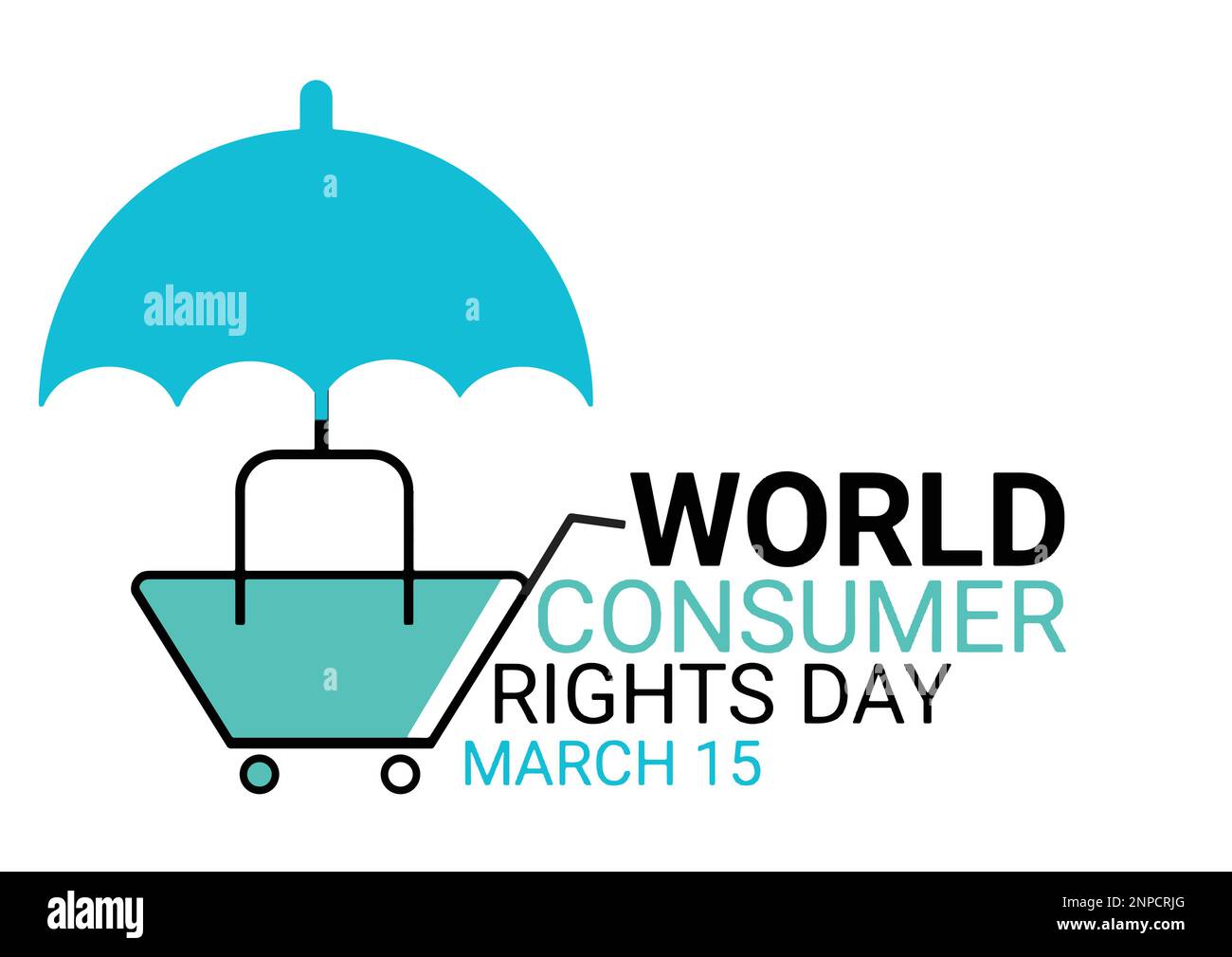 Vector World consumer rights day. March 15. Icon of a shopping cart ...