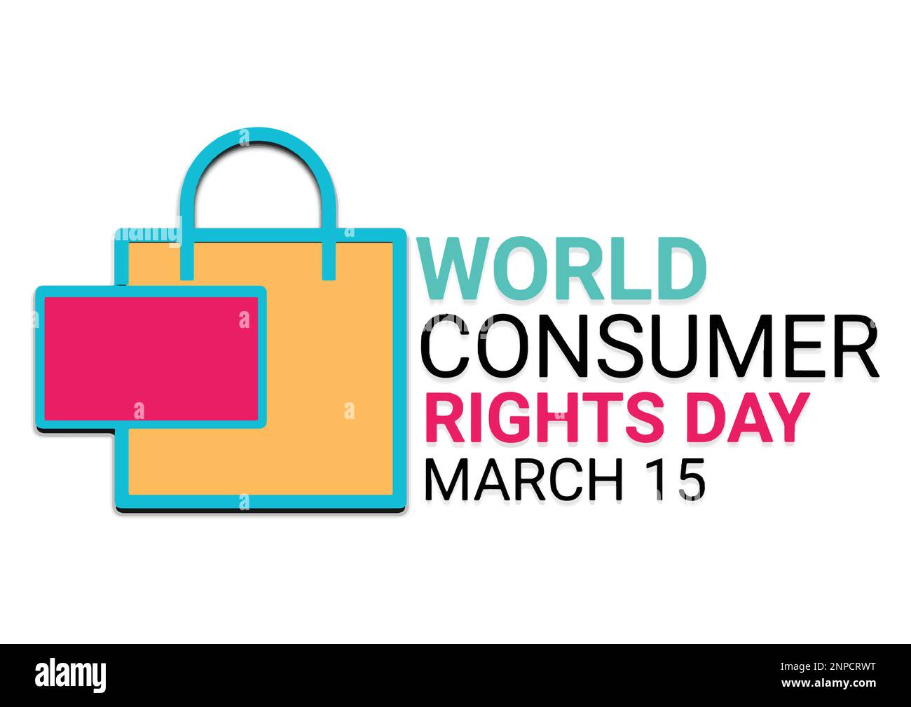 Vector illustration World Consumer Rights Day with shopping bag on ...