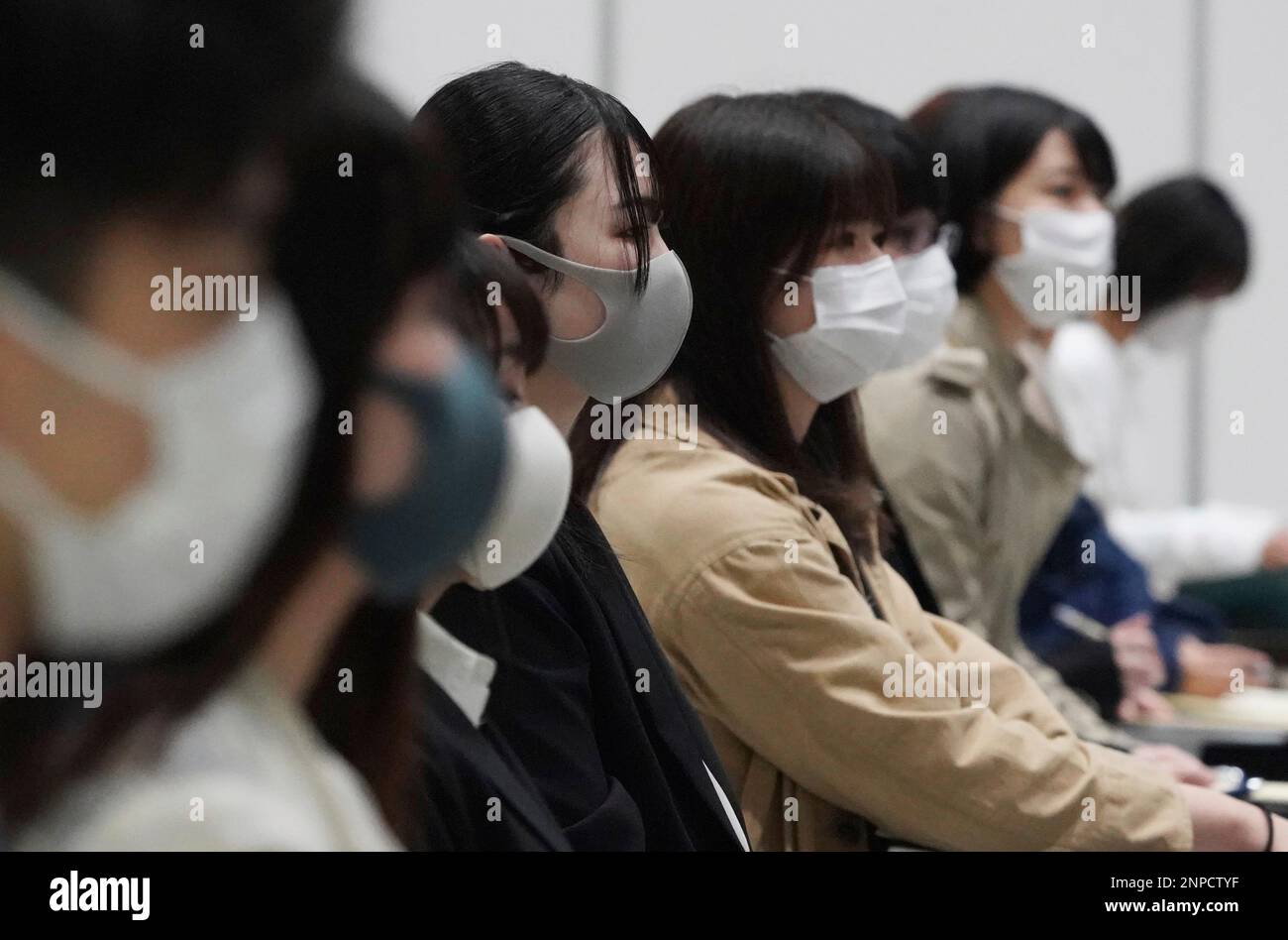 Students attend the Mynavi Shukatsu (job-hunting) Expo at Tokyo Big ...