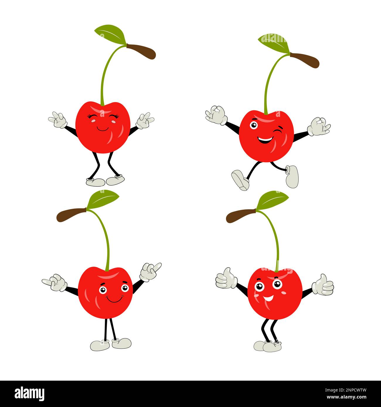 Cherry cartoon vector illustration. Cute Cherry character, icon vector ...