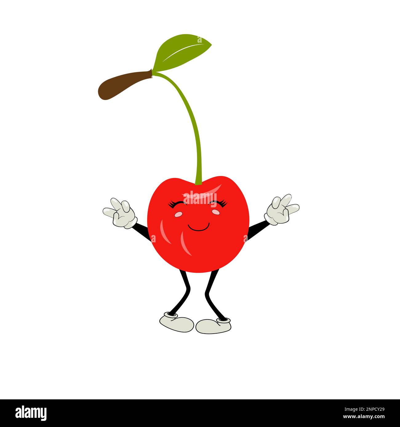 Cherry cartoon vector illustration. Cute Cherry character, icon vector ...
