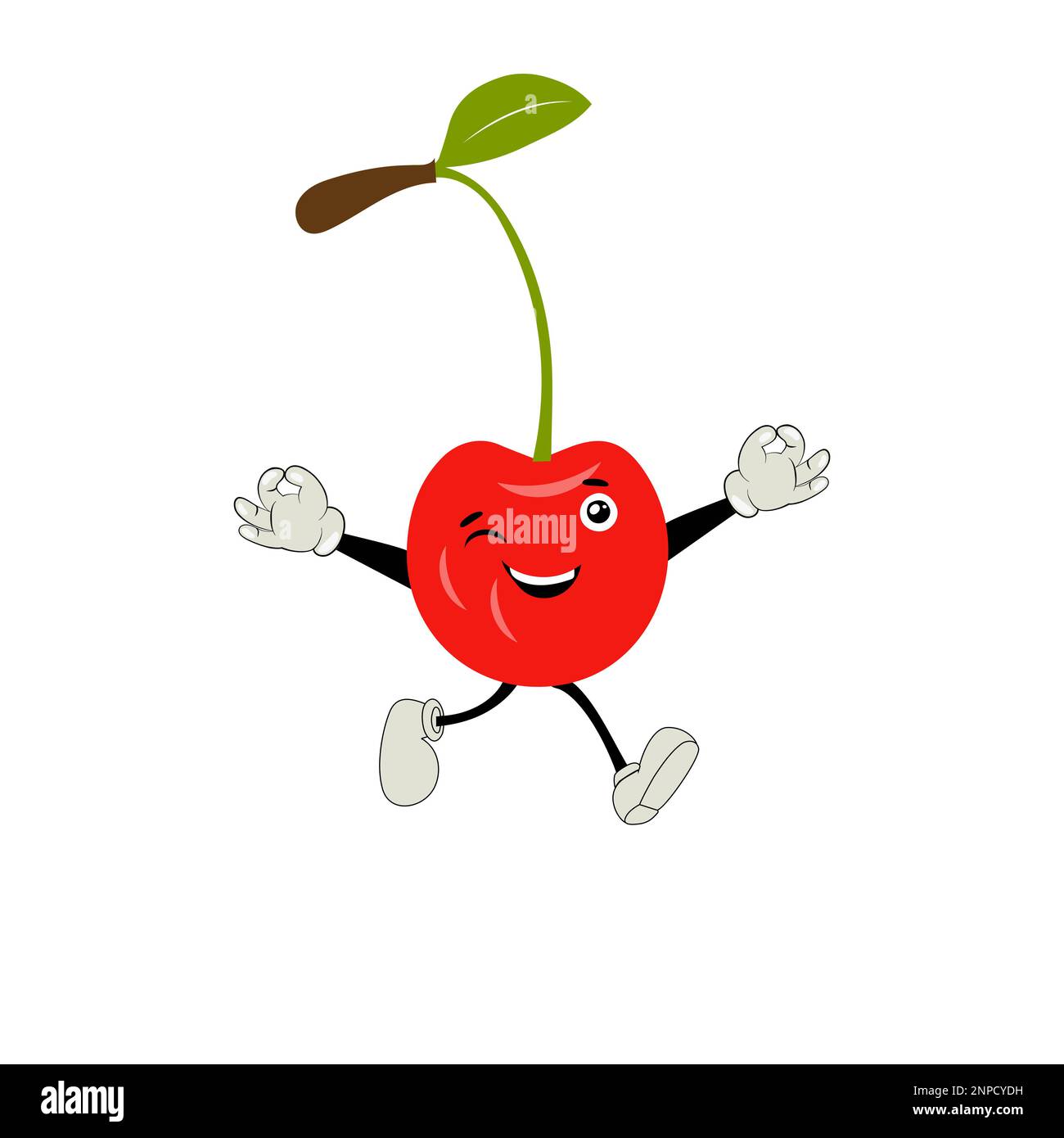 Cherry cartoon vector illustration. Cute Cherry character, icon vector ...