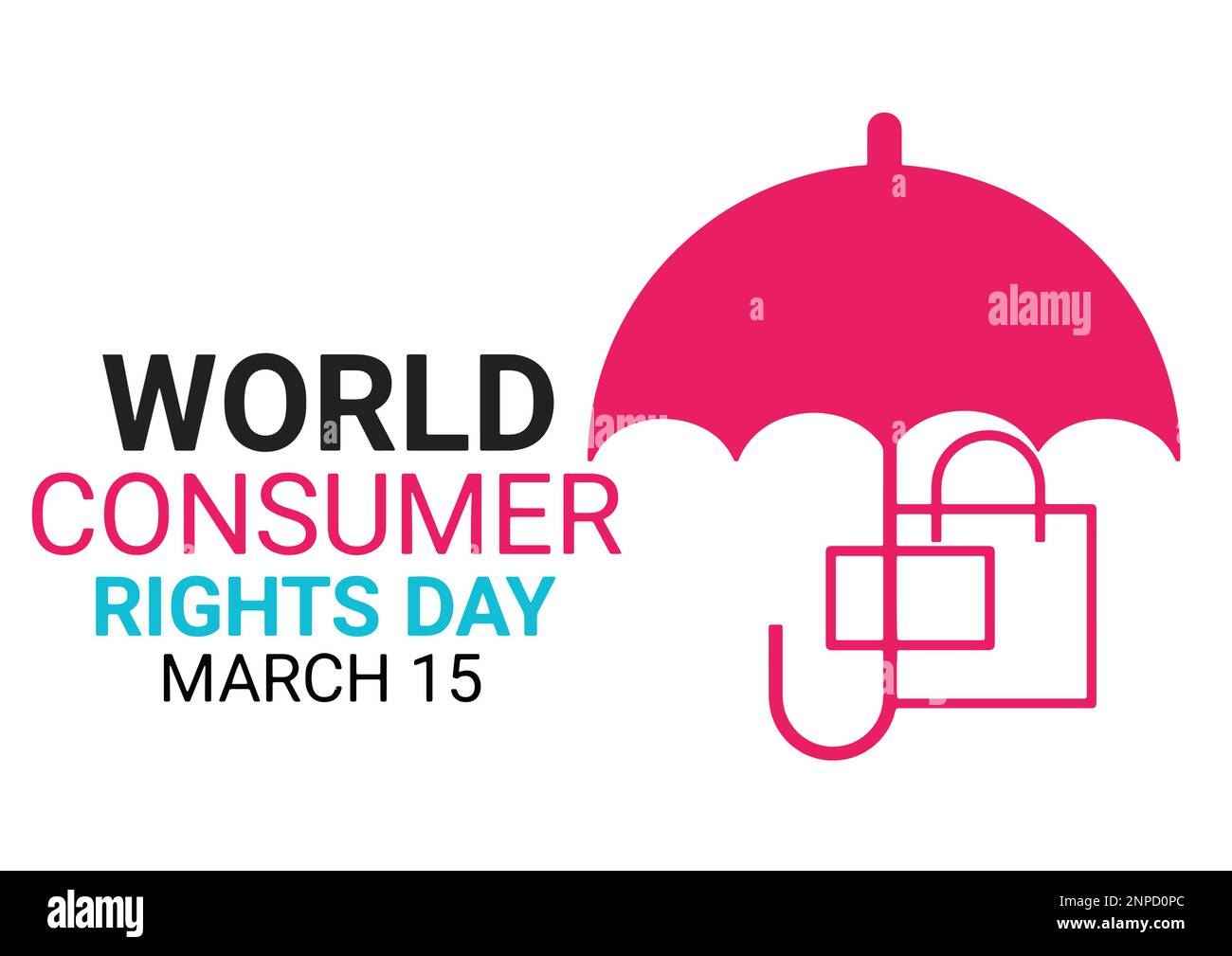 Vector World consumer rights day. March 15. Icon of a shopping bag ...