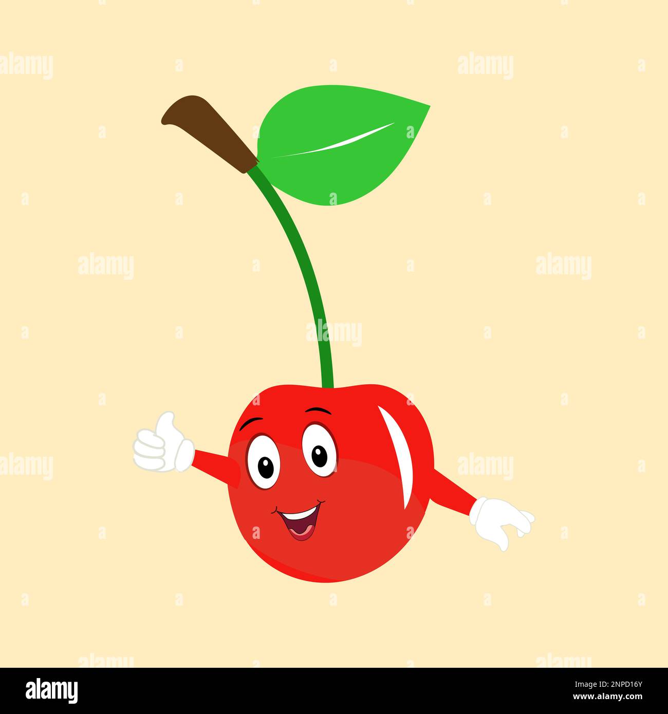 Cherry cartoon vector illustration. Cute Cherry character, icon vector ...
